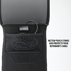 ENHANCE Keyboard Sleeve Travel Case for Tenkeyless Compact Tournament Gaming Keyboards (up to 15 Inches) with Rugged Neoprene Construction, Zipper Mouse Storage, and Cable Storage Pouch - Black