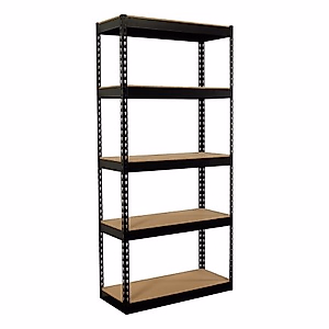 Casa Solutions Shelving Unit 34"W X 14" D X 72" H 1.5" 200 Lb Steel Black Boxed Home