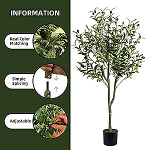 Olive Tree Artificial,4ft Faux Olive Tree, 48'' Fake Olive Tree with 576 Leaves Artificial Plant Indoor, Faux Olive Silk Tree in Pot, Artificial Olive Tree for Home Office Living Room Decor
