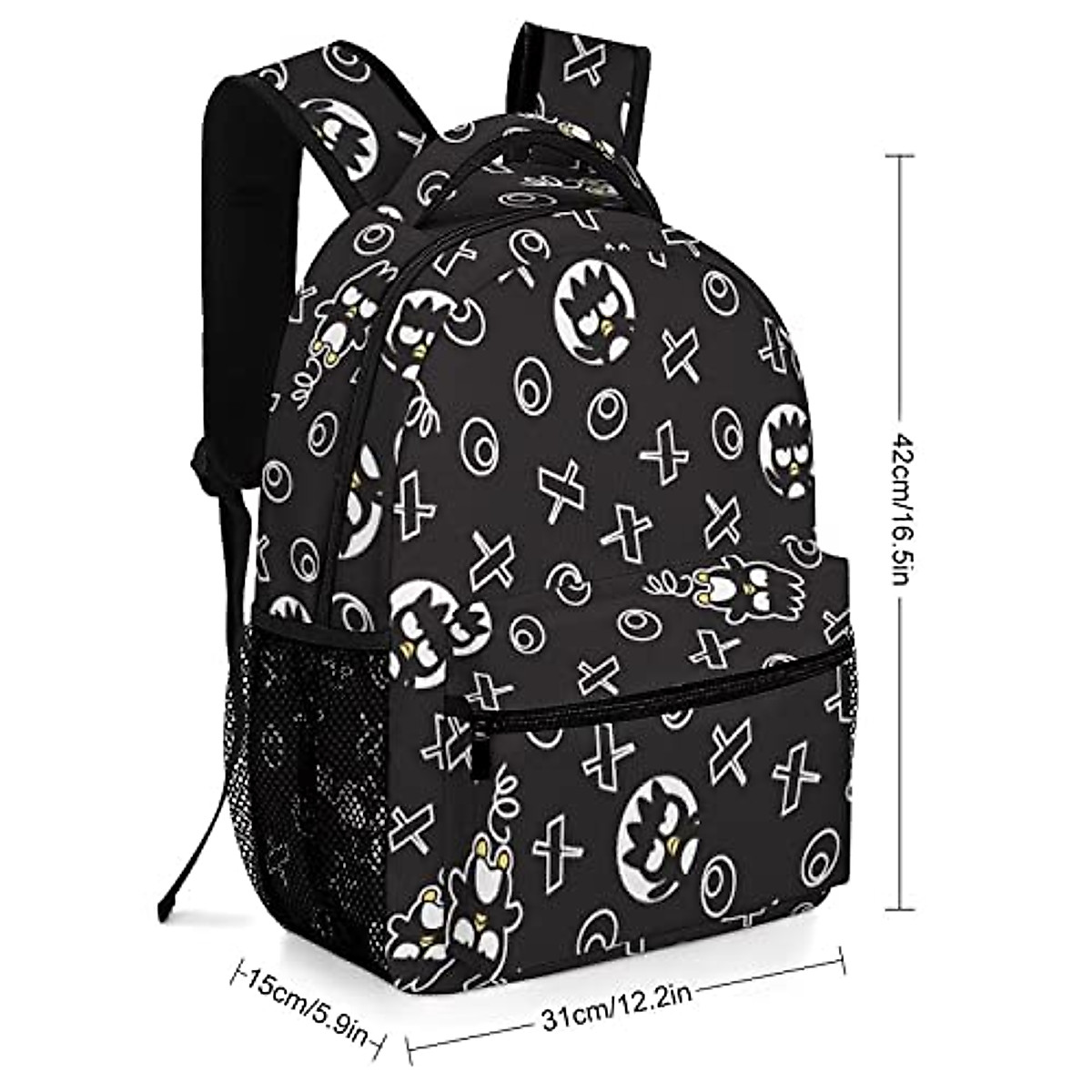 Bad Badtz Maru Backpack Book Bag Withe Side Pokect Large Suitable for Men Women ​Hiking Camping Picnic Daypacks