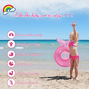 ZEYGLXC 2023 New Mermaid Baby Swimming Pool Floats 6-48 Months,Inflatable Pool Swim Ring with Seat and Handle for Babies Toddlers Infant Training Summer