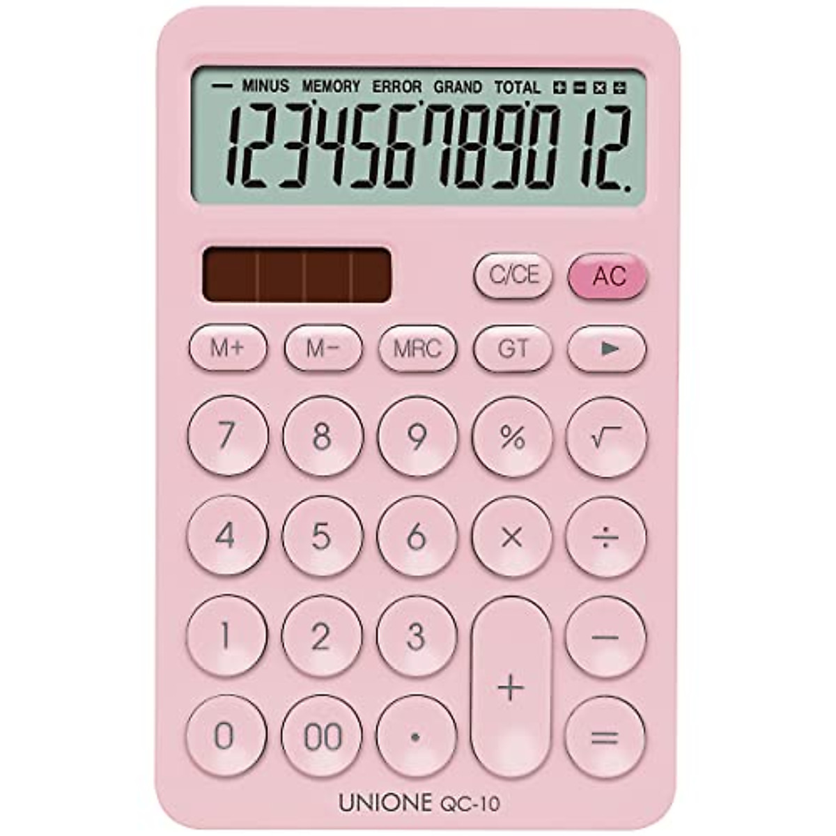 UNIONE White Calculator with a Bright LCD, Dual Power Handheld Desktop. Color. Business, Office, High School (4×6.6in)