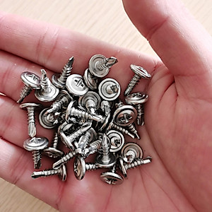 Jetovo 150 Pack 410 Stainless Steel Wafer Head Phillips Self Drilling Screws Sheet Metal Tek Screws Assortment Kit, Modified Truss Head Self Driller - Size: #8 x 1/2" #8 x 3/4" #8 x 1"