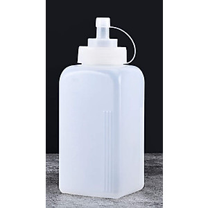 XKONG Large Caliber Squeeze Bottle, Large Sauce Bottle, Square SqueezeSauce Bottle, 800ML Jam Tomato Salad Sauce Bottle(2 pcs).