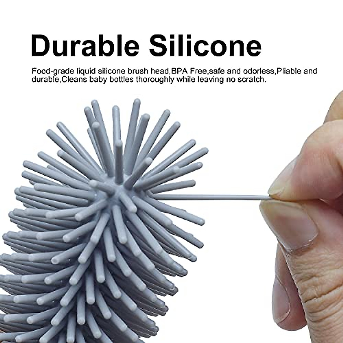 ZhenNian Silicone Baby Bottle Brush,Bottle Cleaner Brush, Long Water Bottle Brushes forBaby Bottle, Glass Water Bottles,Soprt Bottle,Cup,Removable Handle Cleaning Brush Perfect for Travel,Home…