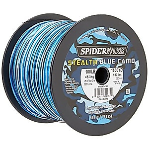 SpiderWire Stealth® Superline, Blue Camo, 40lb | 18.1kg, 300yd | 274m Braided Fishing Line, Suitable for Saltwater and Freshwater Environments