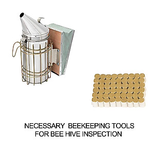 Beekeeping Tools Kit Set of 10 Bee Hive Smoker, 54 Pcs Smoker Pellets, J Hook, Frame Grip Beekeeping Accessory for Beekeeping Supplies Starter Kit
