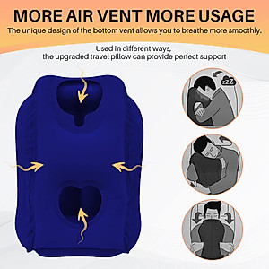 Fromeet Neck Pillows for Travel Inflatable Pillows for Sleeping Airplane Travel Neck Pillow for Office Napping with Eye Mask and Earplugs, Soft and Comfortable (Blue)