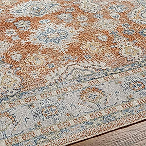 Mark&Day Washable Rugs, 8x10 Emporia Traditional Burnt Orange Area Rug, Orange Blue Beige Carpet for Living Room, Bedroom or Kitchen (7'10" x 10'2", Machine Washable)