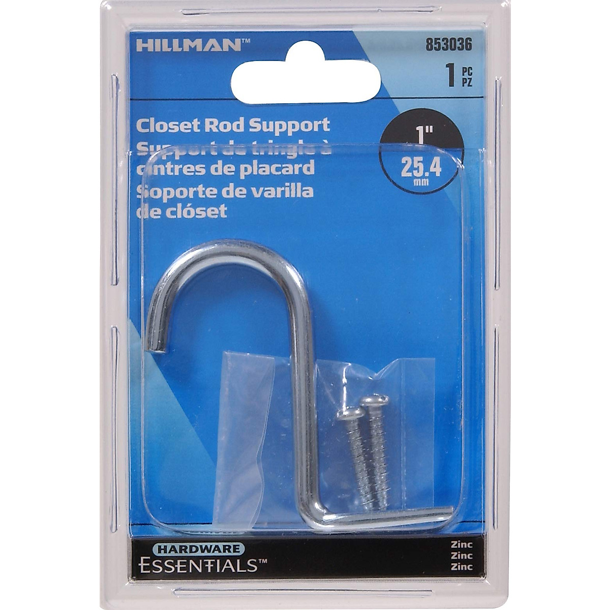 HillmanHillman 853036 1" Closet Rod Center Support - Zinc Plated 1-Pack