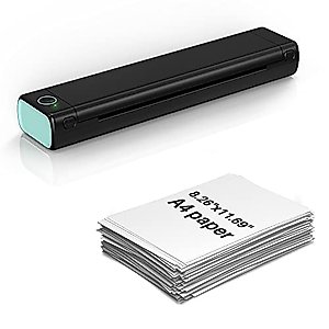 Phomemo M08F A4 Portable Thermal Printer + 8.26"x11.69" A4 Thermal Paper 200 Pcs, Wireless Mobile Travel Printers for Car & Office, Bluetooth Printer Compatible with Android and iOS Phone & Laptop