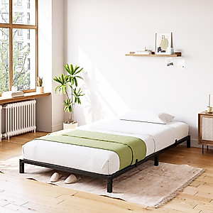 IDEALHOUSE 8 Inch Twin Bed Frame No Box Spring Needed, Heavy Duty Metal Platform Bed Frame Twin Size for Bedroom Easy Assembly, Noise Free, Black, Twin