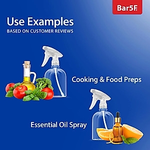 Bar5F Plastic Spray Bottle, 16 oz | Leak Proof, Empty, Clear, Trigger Handle, Adjustable Fine to Stream Output, Refillable, Heavy Duty Sprayer for Hair Salons & Spas, Household Cleaners, Cooking