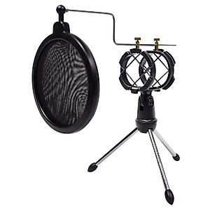 Rockville RTMS21 Desktop Tripod Microphone Stand with Pop Filter + Shock Mount