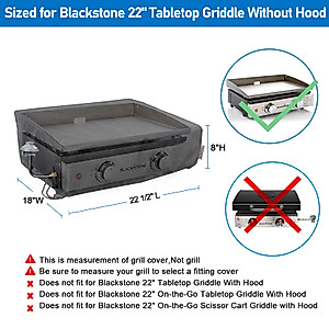 Griddle Cover for Blackstone 22 inch Griddle,900D Strong Tear Resistant Material Flat Top Grill Cover,100% Waterproof UV & Fade Resistant Grill Cover Fits Blackstone 22" Tabletop Griddle without Hood