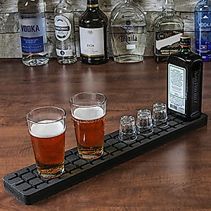 Polar Whale Bar Mat Durable Black Foam Modern Drip Spill Tray for Bar Home Kitchen Club Party Serving Rack Cocktail Professional Drink Mixing Bartender Service Non-Slip Non-Scratch 24 x 4.25 Inches