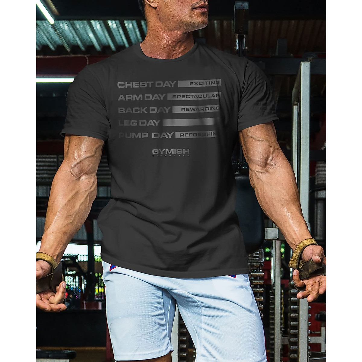 Gymdays Motivation Workout Shirts for Men, Gym Weightlifting Cool T-Shirts (LG, Black on Black)