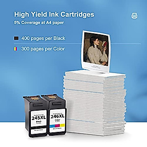 PG245 CL-246 Ink Cartridge Replacement for Canon PG-245XL CL-246XL for Canon PIXMA MX490 MX492 MG2520 MG2522 MG2920 MG3022 TS202 TS3120 TS3320 IP2820 (1 Black+1 Tri-Color)