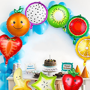 AHQiZFX 18 PCS Fruit Balloons Tropical Fruit Balloons Fruit Party Decorations for Birthday Decorations Set Garland Arch Kit for Wedding Baby Shower Birthday Party Backdrop Supplies