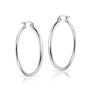 Hoops & Loops - Sterling Silver 30mm High Polished Click Top Hoop Earrings in Sterling Silver