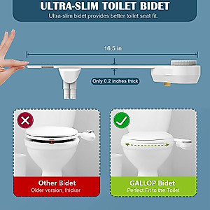 Bidet Attachment for Toilet - Left Hand Bidet Ultra-Slimt Non-Electric,Adjustable Water Pressure,Retractable Dual Nozzles for Frontal & Rear Wash - White Knob
