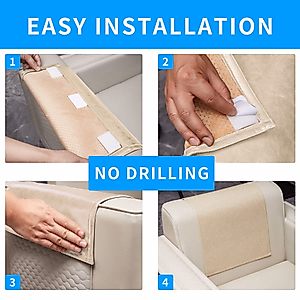 Hittun Non Slip Recliner Headrest Protector Washable Faux Leather Headrest Covers for Recliner Chair Waterproof Couch Headrest Covers for Sofa,Furniture,Office Chair,Theater Seat (Beige)