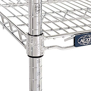 Nexel 14" x 72" x 63", 4 Tier Adjustable Wire Shelving Unit, NSF Listed Commercial Storage Rack, Chrome Finish, leveling feet