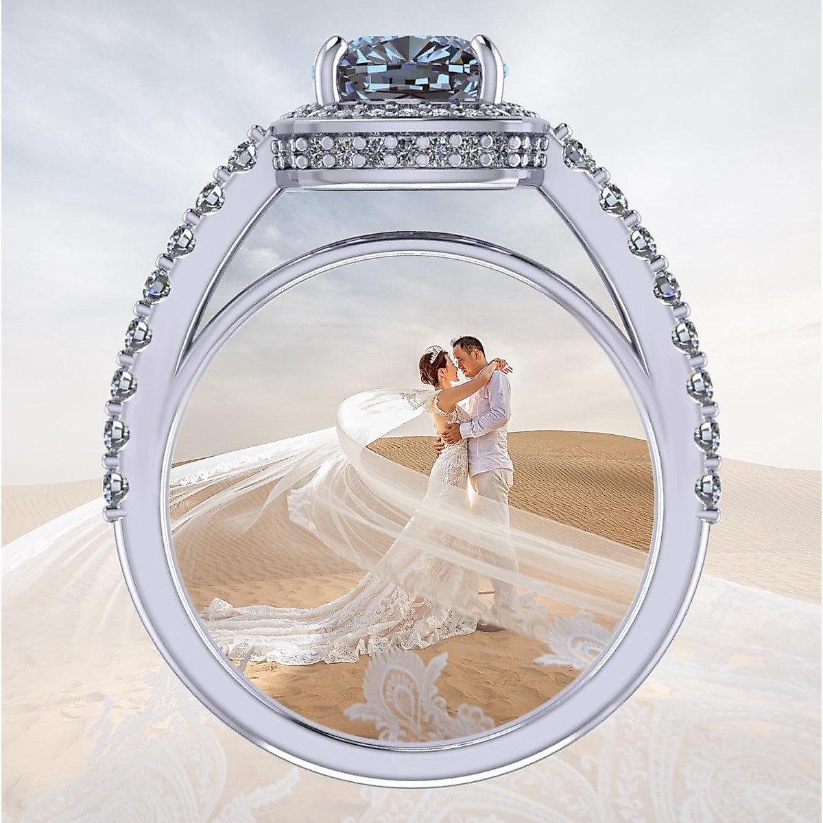 NANA Jewels 2ct Pure Brilliance Zirconia Halo Engagement Ring-Cushion Cut-March-10