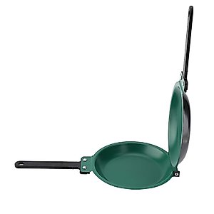 Double Sided Frying Pan, Non Stick Coating Omelette Pan Sandwich Maker Pan Easy to Clean Waffle Pancake Snack Griddle Pan Fit for Gas Stove, for Indoor and Outdoor Cooked Chicken
