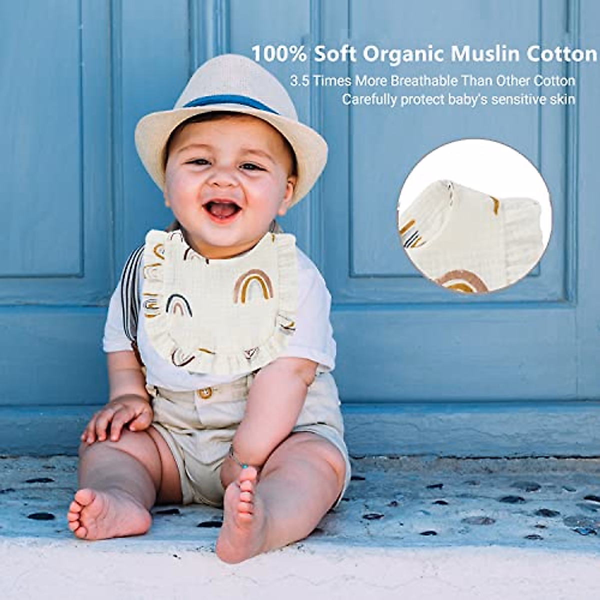 Smarbore 6 Pack Muslin Baby Bibs, Baby Bandana Drool Bibs 100% Muslin Cotton Multi-Use Scarf Bibs for Teething and Drooling