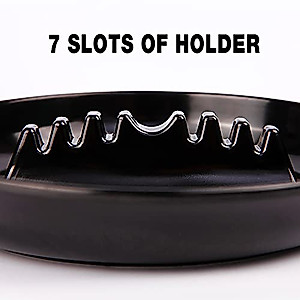 Premium Plastic Ashtray, Trash Can, Pack of 3, Round Black Large Size, for Indoor Outdoor Home Office Patio Restaurant Bar Hotel Use