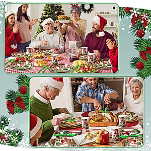 Suttmin 400 Pcs Red Green Balls Plates and Napkins for 50 Guests Bridal Shower Party Decorations Disposable Dinnerware Set Disposable Plates Napkins Cups Set for Summer Christmas Party Supplies