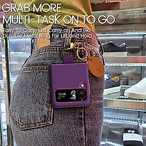 Z Flip 3 Case with Ring Holder Samsung Galaxy Z Flip 3 5G Cover Silicone Slim Dual Layer [ Upgraded ] Protection Shockproof - Purple