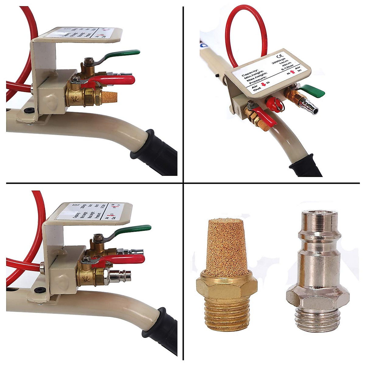 HTTMT- Vehicle 3 Ton / 6600LBS Auto shop Tire Shop Triple Bag Air Go Jack 6600 LBS Quick Lift Heavy Duty Jackng Pneumatic Jack Camel [P/N: ET-CAR-FIX002-RED+BK]
