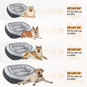 SIWA MARY Dog Beds for Small Medium Large Dogs & Cats. Washable Pet Bed, Orthopedic Dog Sofa Bed, Luxury Wide Side Fancy Design, Soft Calming Sleeping Warming Puppy Bed, Anti-Slip Bottom(25"x21"x8")