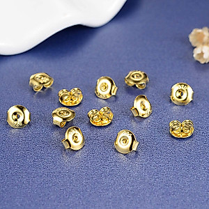 DELECOE 14K Gold Plated Earring Backs Replacements, 925 Sterling Silver Hypoallergenic Secure Gold Earring Backs Locking for Studs Earrings