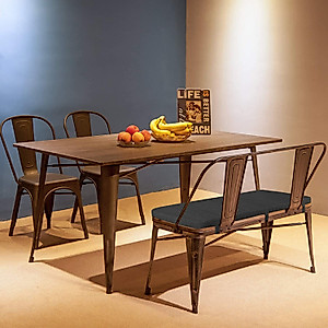 baibu 36 Inch Metal Bench Cushion with Ties, Non-Slip Rectangle Bench Seat Cushion Kitchen Bench Cushion with Machine Washable Cover - One Pad Only (Black, 36x15x1.5in)