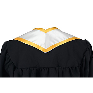 GraduationMall Plain Graduation Honor Stole Angled End White With Gold Trim Unisex Adult 72" Long