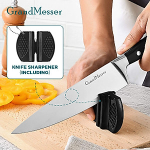 GrandMesser Chef Knife, 8 Inch Professional Kitchen Knife, High Carbon Steel Ultra Sharp Chef's Knife, with Ergonomic ABS Handle Triple-riveted and Gift Box.