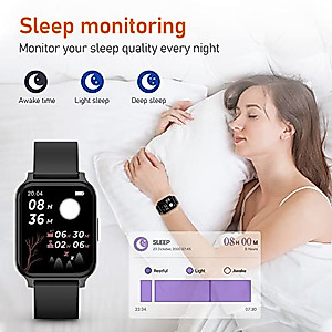 Joombonpia Smart Watches for Men,1.69" Touch Screen Fitness Trackers with Heart Rate Sleep Blood Monitor IP67 Waterproof with Pedometer 24 Sports Mode Smartwatch for Android iOS Phone(Black)