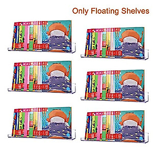 Acrylic Floating Shelves Display Ledge, 6pcs Clear Wall Display Shelf - Invisible Shelf Wall Ledge Bookshelf - Wall Mounted Storage Shelf for Kitchen/Bathroom/Office, Spice Rack