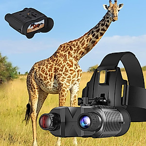 GOYOJO Night Vision Goggles Digital Head Mounted Binoculars 1080P FHD 8X Zoom with 1312FT Viewing in 100% Darkness for Airsoft Military Hunting Tactical Gear Wildlife Observation Surveillance