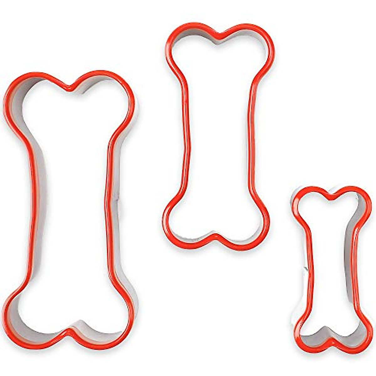 3 Pieces Dog Bone Cookie Cutters Set, Dog Treats Cookie Cutter, Dog Bone Shapes Cutters, Homemade Dog Biscuit Treats Cutters, Coated with Soft PVC for Protection, 2.4" 3.2'' 3.9''