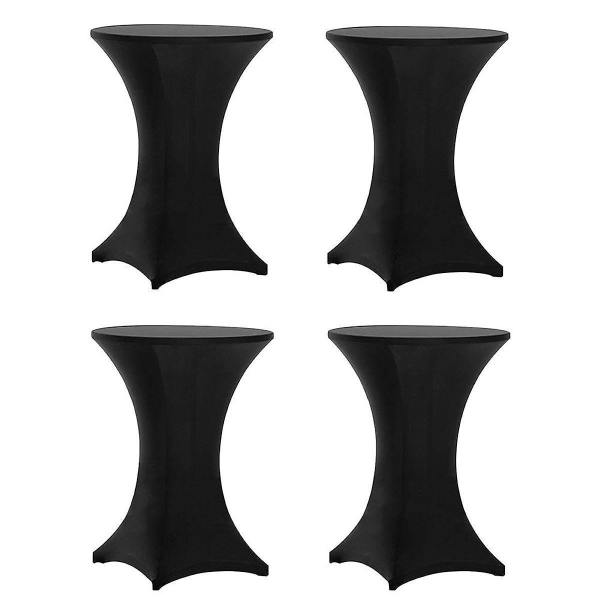 Tina's 4 Pack 30x42 Inch Highboy Spandex Cocktail Table Covers Black, Cocktail Table Spandex Covers, Fitted Stretch Cocktail Table Tablecloth for Round Tables (4PC 30X42 Black)