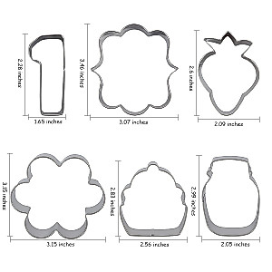 Fangleland Fruit Cookie Cutter Set Strawberry Theme Stainless Steel Molds 7 Packs for Berry Girl Sweet 1st Birthday Baby Shower Cake Fondant Biscuit Decorations