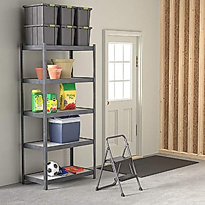 Amazon Basics Folding Step Stool - 2-Step, Steel, 200-Pound Capacity, Grey and Black