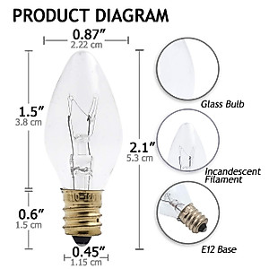 Mandala Crafts 7W 120v Night Light Bulbs Dimmable Himalayan Salt Lamp Bulbs - 12 C7 Bulbs E12 Small Bulbs for Christmas Village Light Bulbs Inflatable Light Bulb Replacement