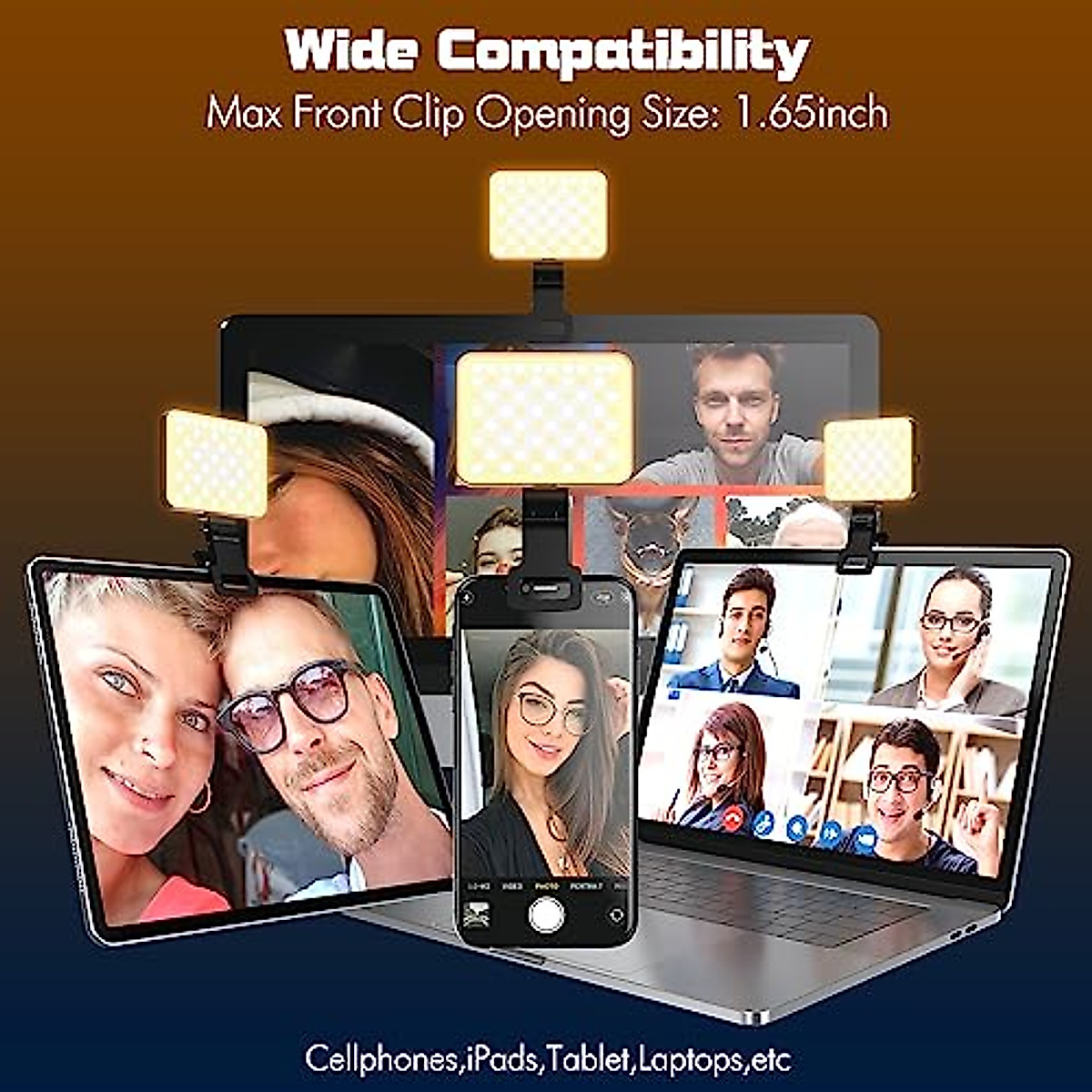 UBeesize Selfie Light for Phone, 80 LED Video Fill Light with Clip for iPhone, Laptop, 3 Light Modes 10 Level Brightness Portable Travel Light for Tiktok, Selfie, Vlog, Live Stream,Make Up,Photography