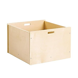 Kaplan Early Learning Wooden 4-Sided Block Storage Box on Heavy-Duty Wheels with Handles for Easy Mobility and Storage