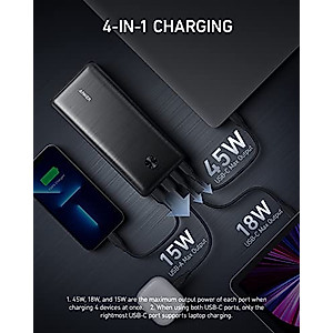 Anker 747 Power Bank (PowerCore 26K for Laptop), 87W Max Output with 65W USB-C Charger, Works for MacBook Pro, Dell XPS, Microsoft, Pixelbook, iPhone 13 series, Samsung, iPad Pro, and More